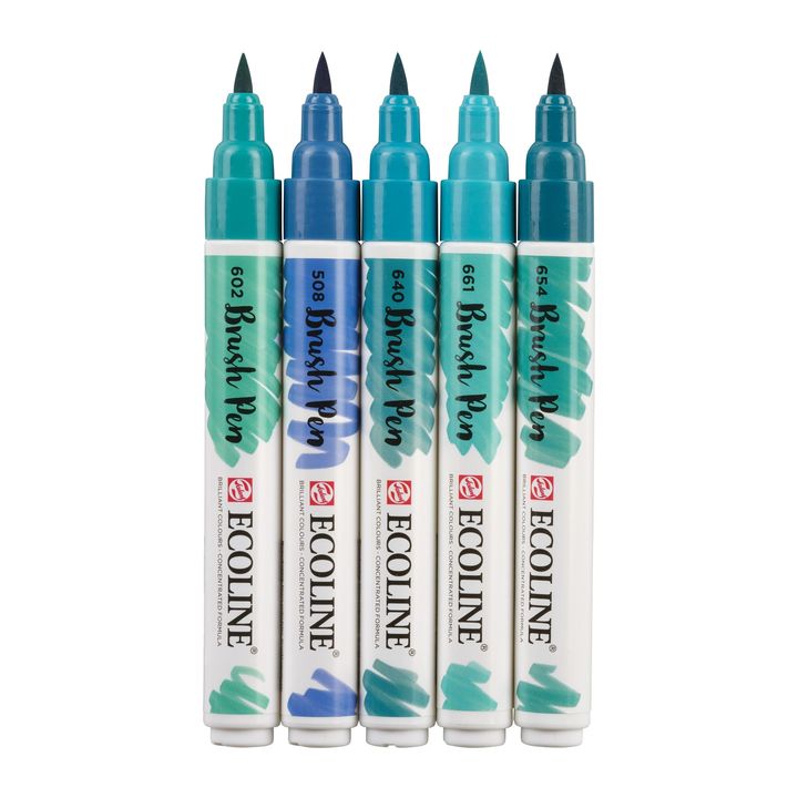 Akvarel olovke Ecoline Brush Pen Green Blue | Set od 5 komada | Set od 5 komada