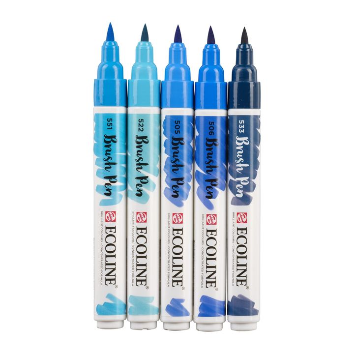 Akvarel olovke Ecoline Brush Pen Blue | Set od 5 komada | Set od 5 komada