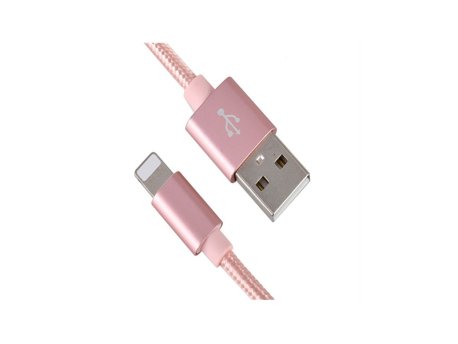 X WAVE Kabl USB IPHONE 2M 3A,lightning aluminium,upleteni roze zlatni