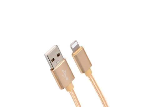 X WAVE Kabl USB IPHONE 1.2M 3A,lightning aluminium,upleteni zlatni