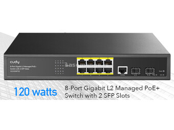 Cudy GS2008S2 8-Port Layer 2 Managed Gigabit Switch with 2 Gigabit SFP Slots