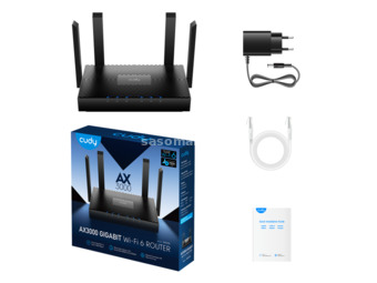 Cudy WR3000 AX3000 WIFI6 Dual Band 2.4+5Ghz Wi-Fi Ruter 1W/4LAN Gbit,4x5dBi 160MHz, Wisp/AP/REP