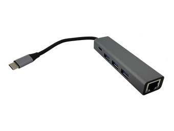 FAST ASIA Adapter-konvertor TIP C na 3xUSB 3.0+TIP C+RJ45