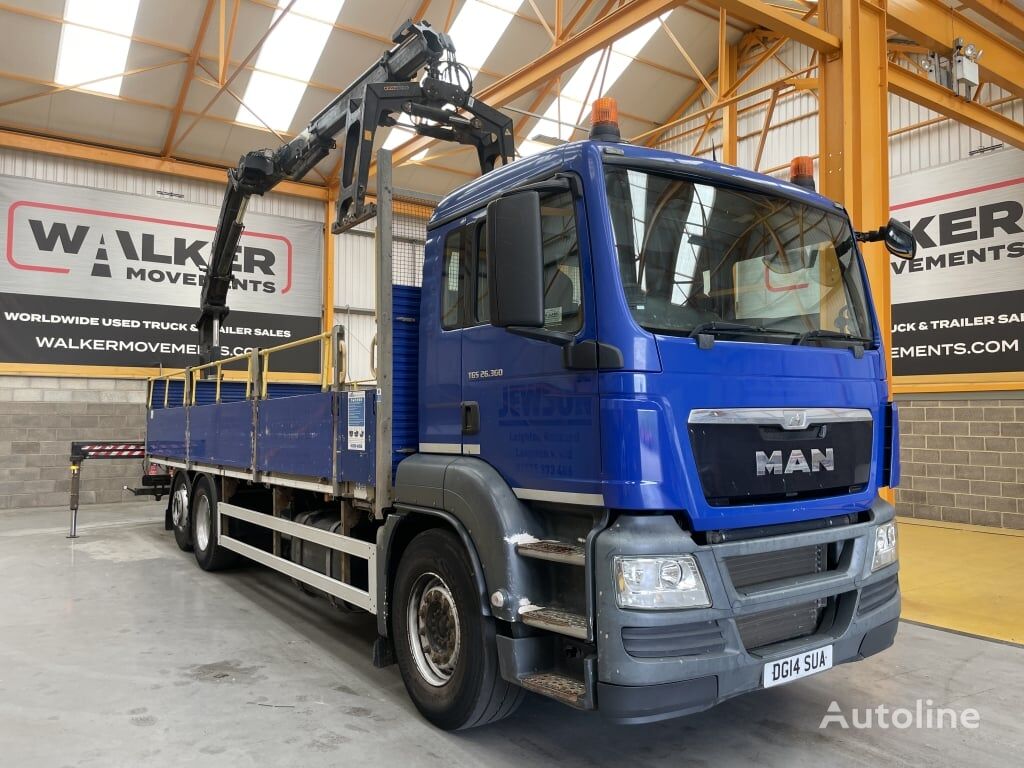 MAN TGS 26.360, 6X2 26 TONNE DRAWBAR SPEC BRICK GRAB – 2014 – DG14 S kamion s ravnom platformom