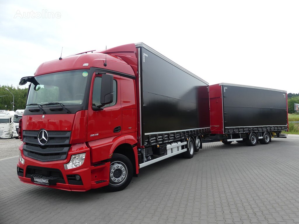 Mercedes-Benz ACTROS 2543 / ZESTAW TANDEM / PODNOSZONY DACH / IDEALNY STAN / kamion sa klizna zavesa cerada + prikolica sa kliznom ceradom