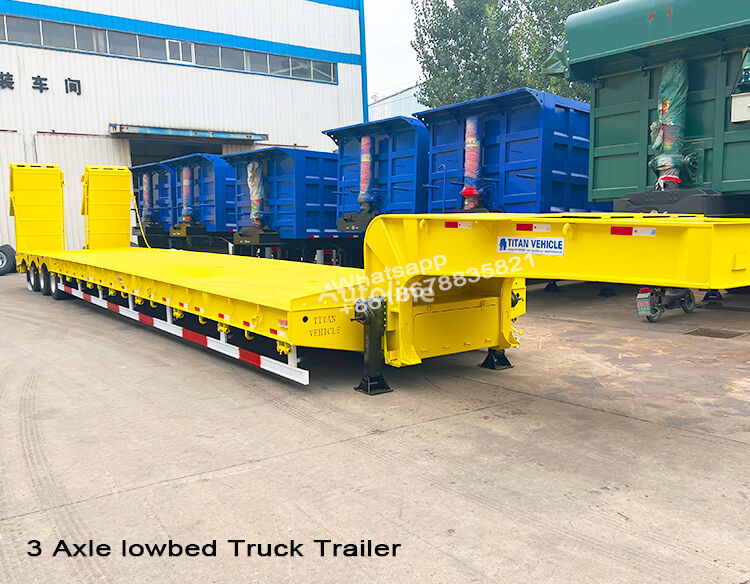 Nova 3 Axle Semi Lowbed Truck Trailer for Sale in Dominican poluprikolica sa niskom platformom