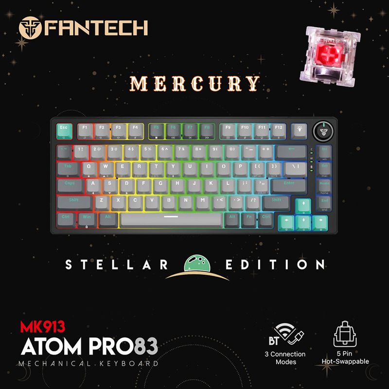 Tastatura Mehanicka Gaming Fantech MK913 RGB Atom PRO83 Wireless Mercury (red switch)