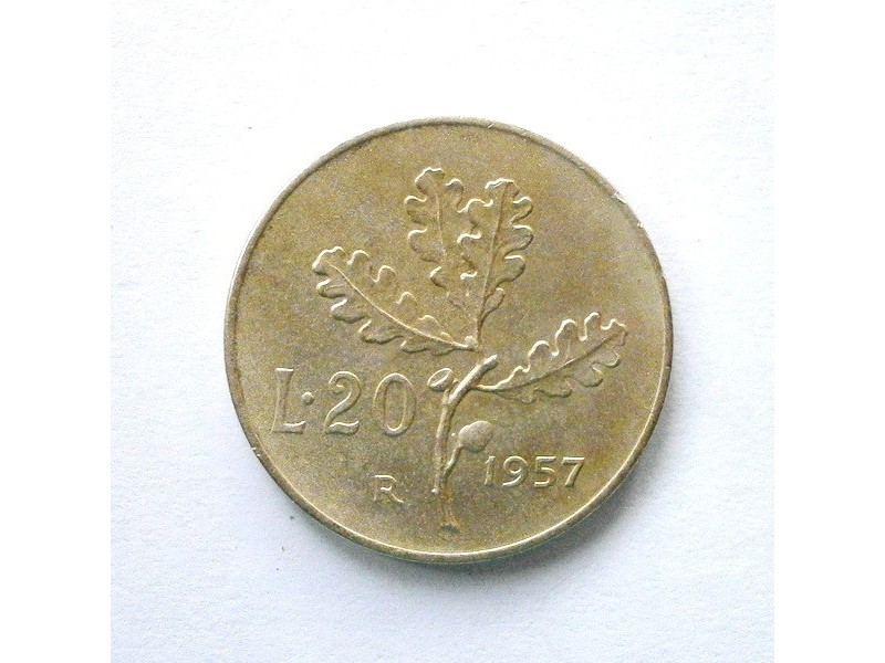 Italija 20 lira 1957