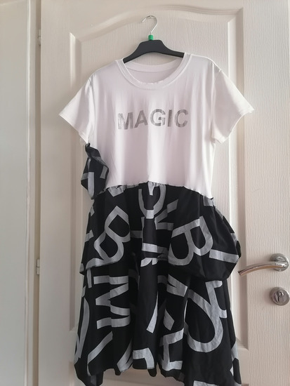 %%% Letnja crno bela print MAGIC haljina m/l