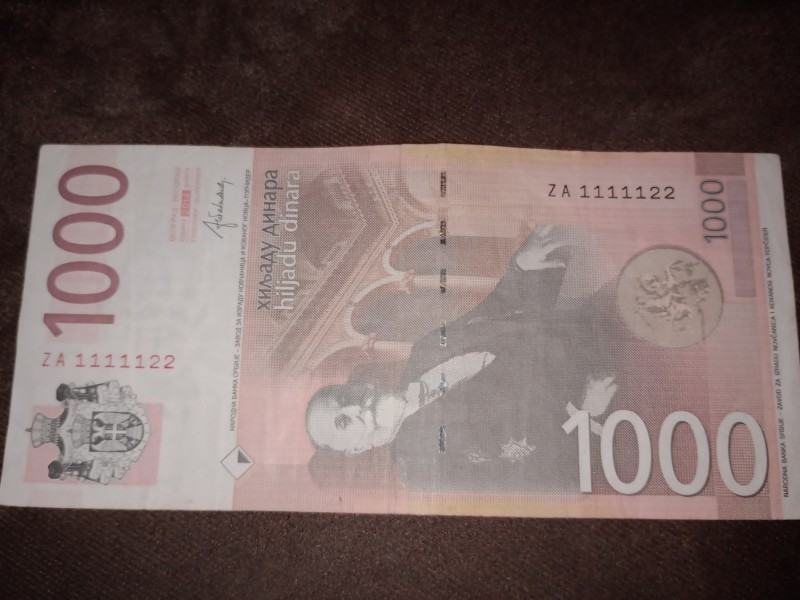 1000 dinara Zamenska lep broj