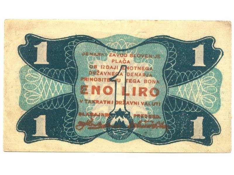 Slovenija - 1 lira - 1944