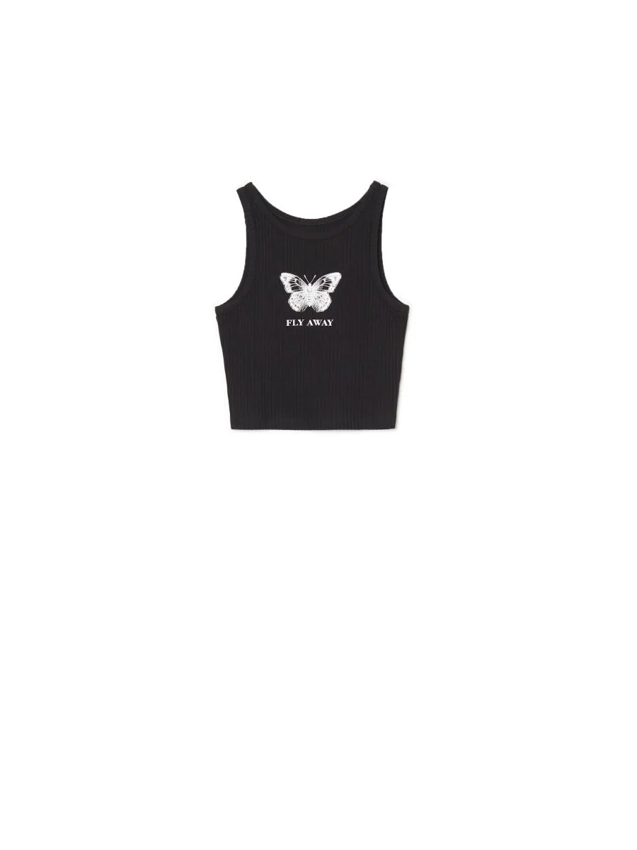 Crni tank top sa printom