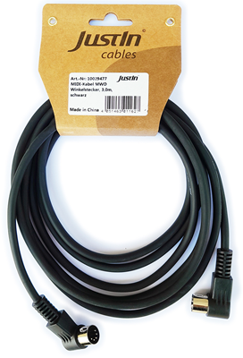 JustIn MIDI-Kabel MWD 3m black Angled