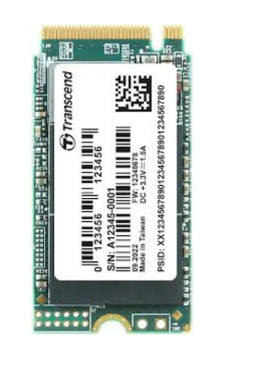 Transcend 512GB, M.2 2242,PCIe Gen3x4, NVMe, 3D TLC, DRAM-less ( TS512GMTE400S )