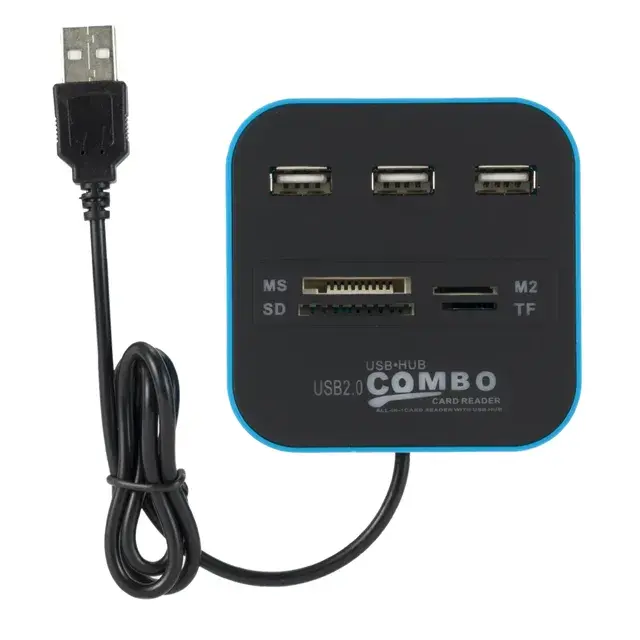 USB hub I čitac kartica 2u1 JWD-U35 plavi