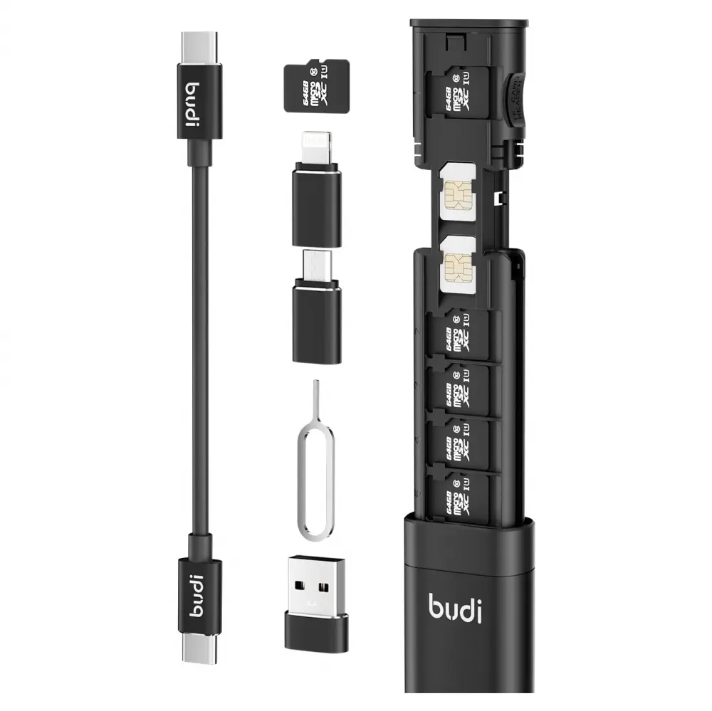 Multifunkcionalni citač adapter Budi USB-C 3 DC516B crni