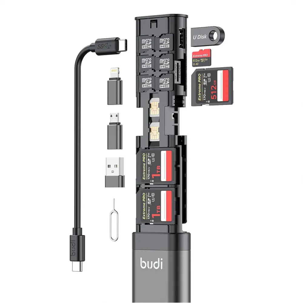 Multifunkcionalni citač adapter Budi USB-C 3 DC536B crni