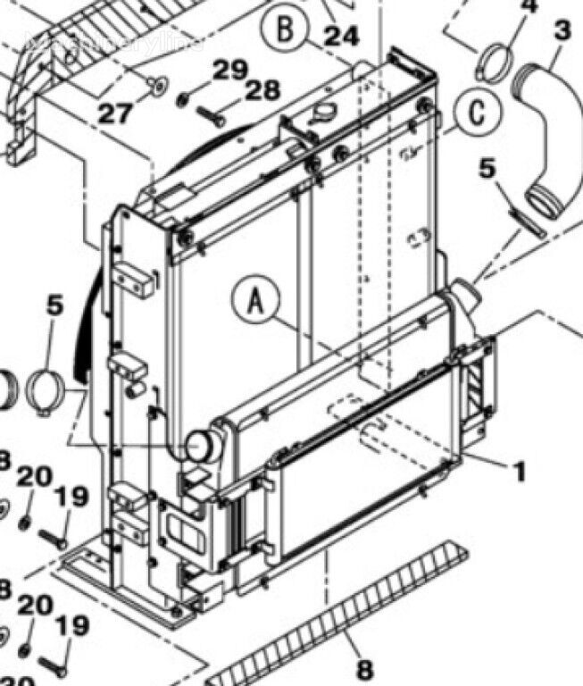 Case KTH11421 KTH11421 radijator za hlađenje motora za Case CX470B bagera