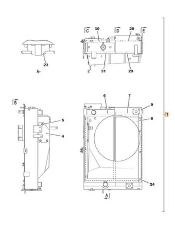 Case KAH16530 radijator za hlađenje motora za Case CX80C bagera