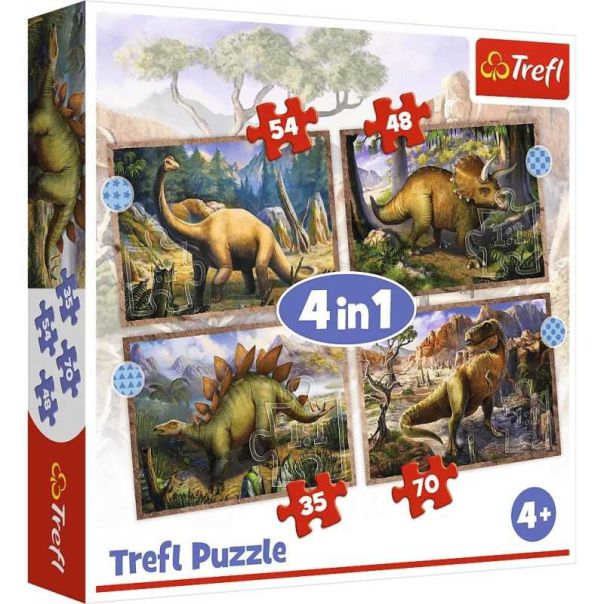 TREFL Puzzle Interesting dinosaurs - 4in1 (35, 48, 54, 70 delova)