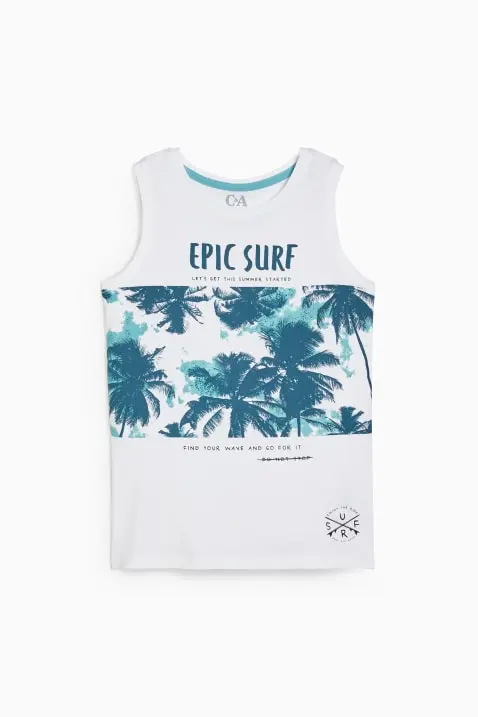 C&A Majica za dečake Epic surf, Bez rukava, Bela