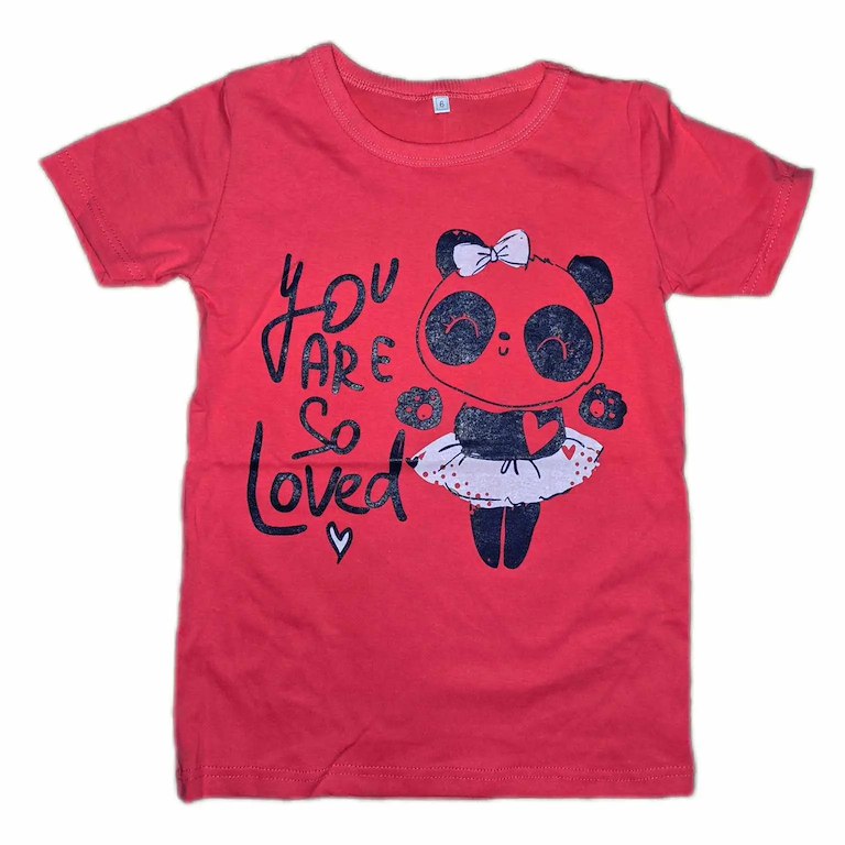 Dule i Neli Majica za devojčice sa pandom, Koralna