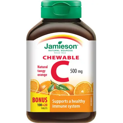 JAMIESON LABORATORIES Vitamin za žvakanje C 500 pomorandža