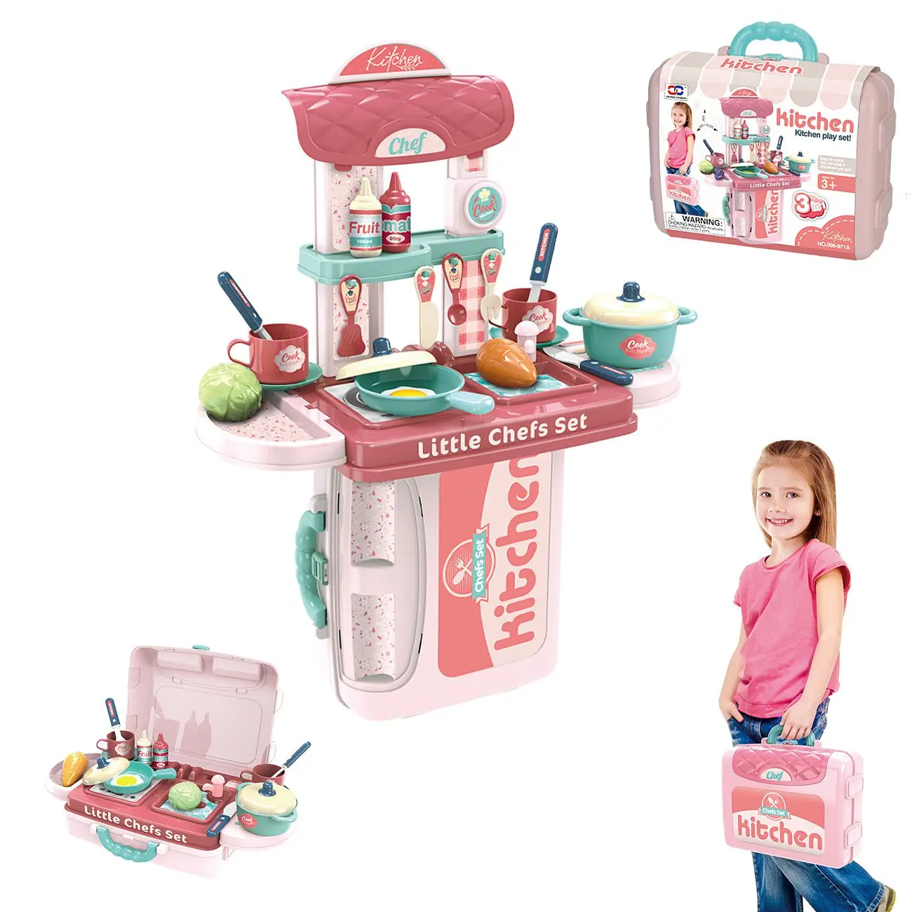 DENIS Kuhinjski set u koferu Little chef roze