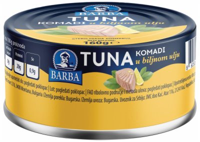 TUNA KOMADI U ULJU BARBA 160G
TUNA KOMADI U ULJU BARBA 160G