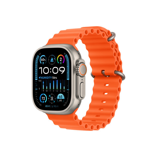 Apple Watch Ultra2 Cellular, 49mm Titanium Case with Orange Ocean Band