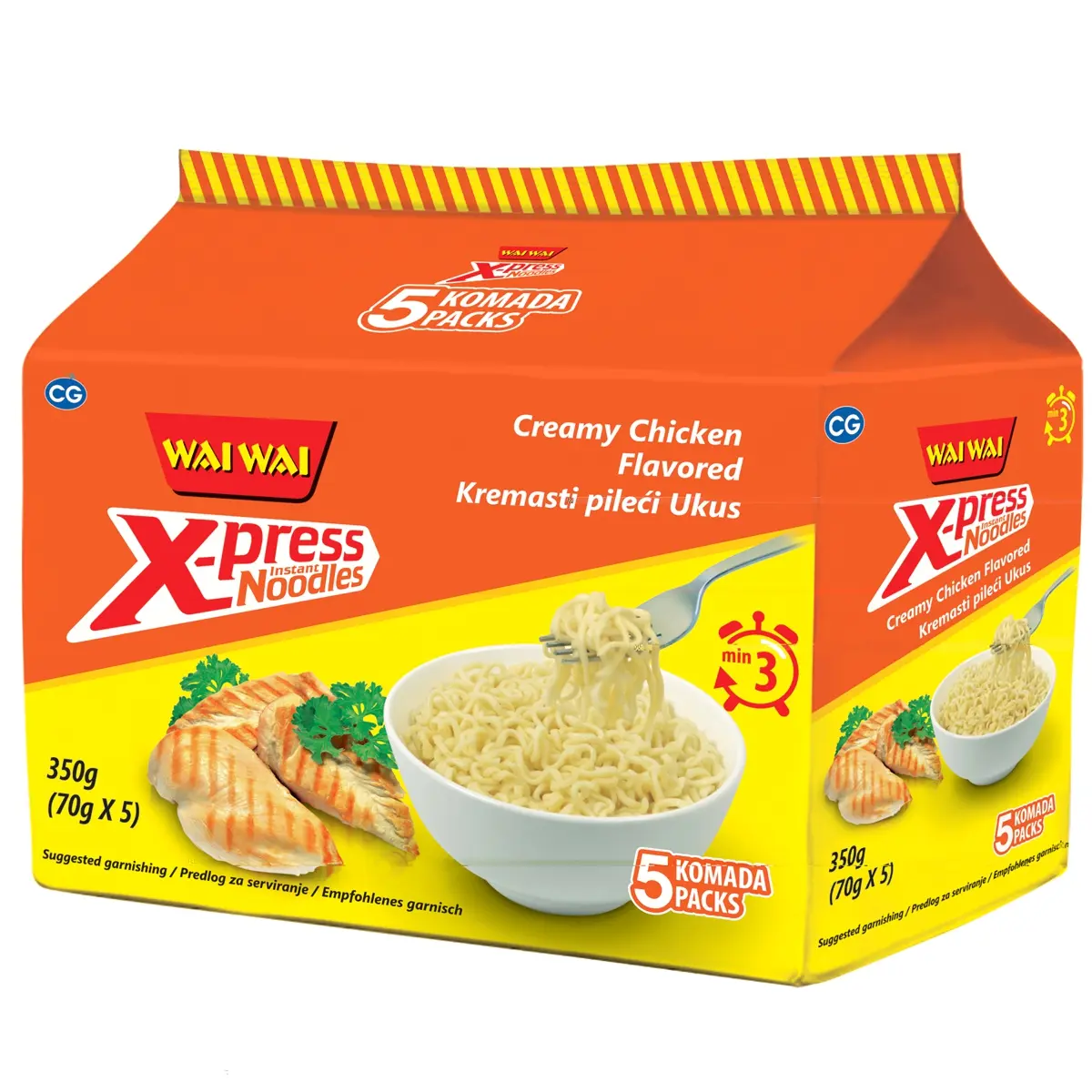 Wai Wai X-press instant nudle ukus krem piletine 5x70g