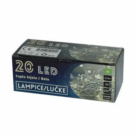 DENIS Led lampice 20 bele B/O