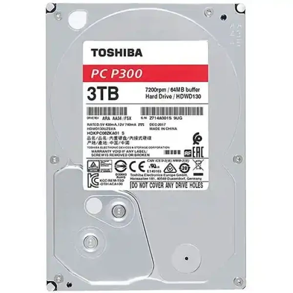 Hard disk 3TB SATA3 Toshiba 128MB HDWD130UZSVA P300