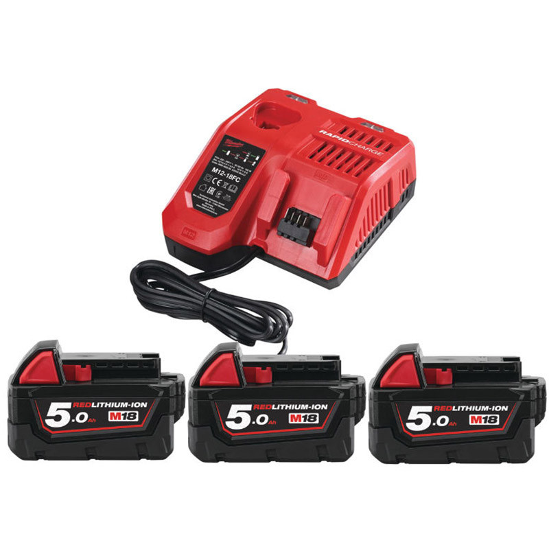 Milwaukee M18NRG-503 Punjač + 3 baterije 18V 5.0Ah