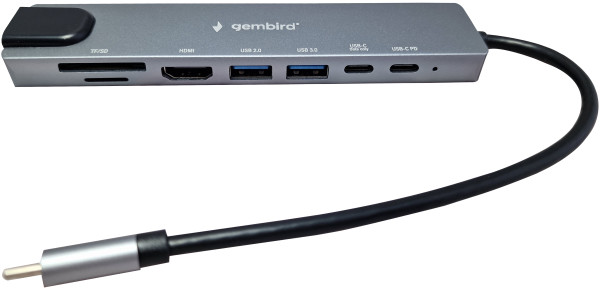 A-CM-COMBO8-05 Gembird USB HUB Type-C 8-in-1 multi-port adapter USB-C+USB-A+HDMI+PD+card+RJ45 1299