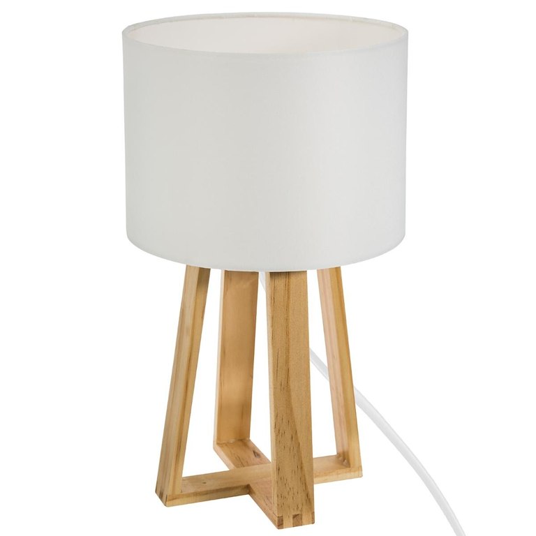 Lampa 20×34,5cm poliester/pamuk/drvo bela