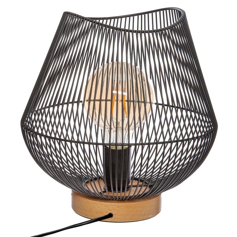 Lampa 26x28cm metal/drvo crna