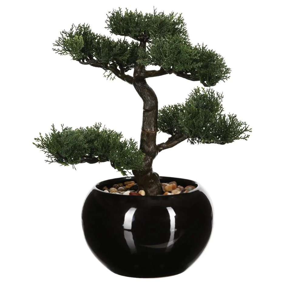 Bonsai u saksiji 35x32x34cm keramika/polistrin/sljunak crna