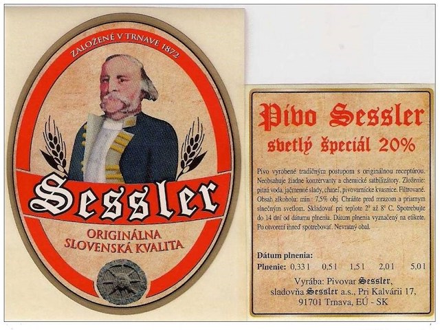 SESSLER PIVO pivska etiketa iz Slovacke