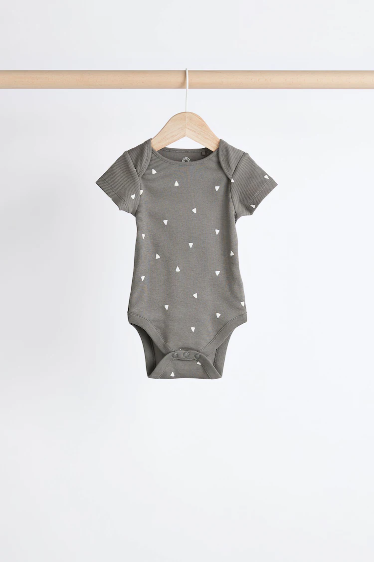 Black/Grey Baby Short Sleeve Bodysuits 5 Pack