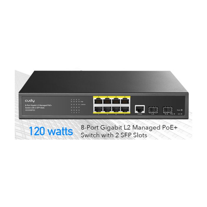 Cudy GS2008S2 8-Port Layer 2 Managed Gigabit Switch with 2 Gigabit SFP Slots