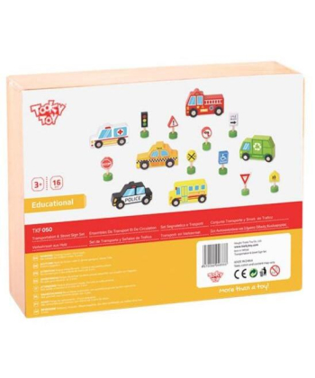 Tooky Toy drvena igračka saobraćajni set 16 elemenata - A058553