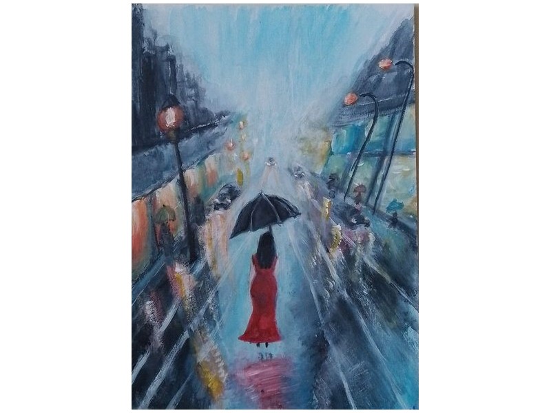 Rain, acrylic, A4