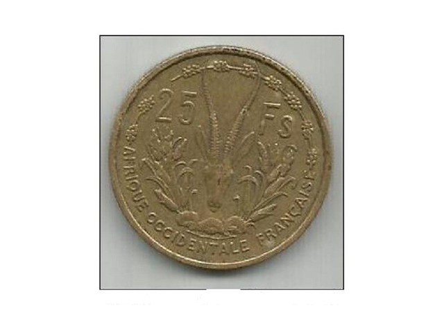 a5 AFRIQUE OCCIDENTALE FRANCAISE 25 FRANCS 1956.