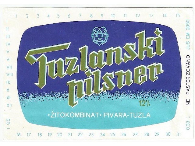 Tuzlanski Pilsner stara pivska etiketa