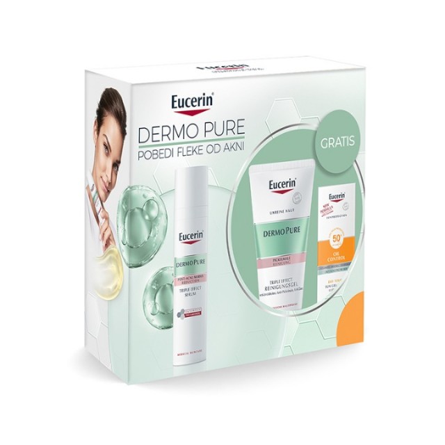 EUCERIN BOX DERMOPURE SERUM SA TROSTRUKIM EFEKTOM 40ML + DERMOPURE GEL 75ML + SUN OIL CONTROL SPF50+ 20ML