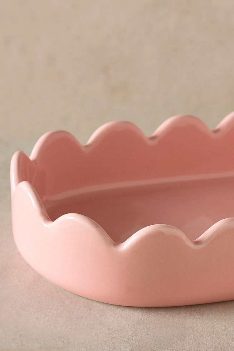 Pink Stripe Scallop Dispenser, Tidy and Tray Set