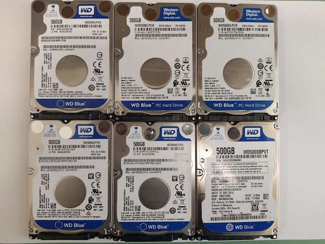 Laptop hard disk HDD 2.5 500GB Western Digital