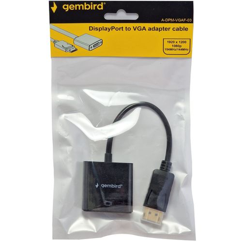 Adapter GEMBIRD DisplayPort na VGA Black A-DPM-VGAF-03