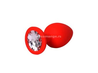 Srednji crveni silikonski analni dildo sa dijamantom